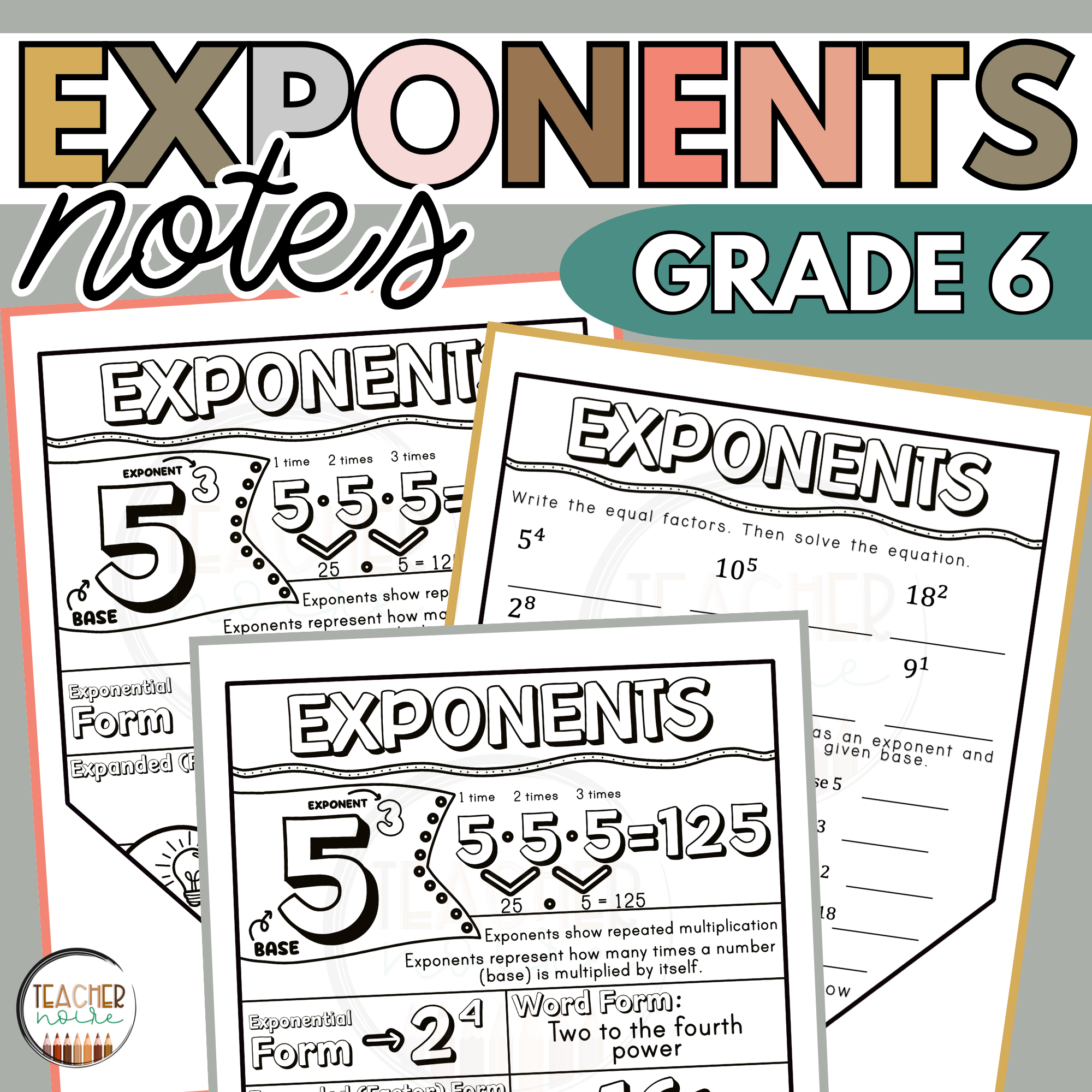 Exponents Notes Activity – Teacher Noire