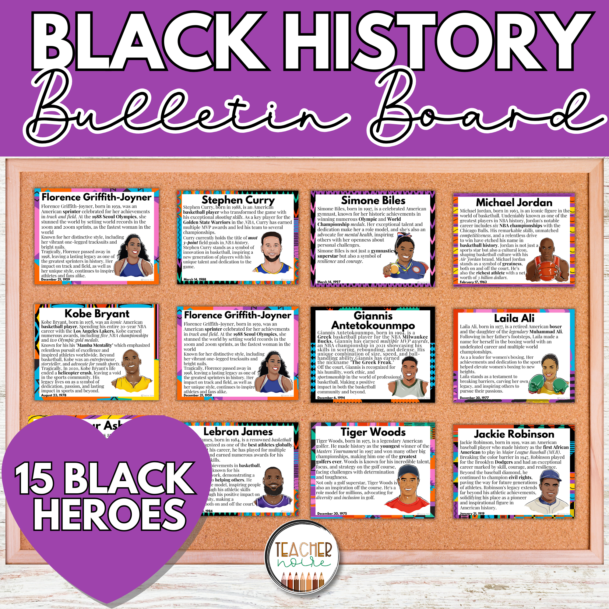 Famous Black Athletes Short Bio Posters – Teacher Noire