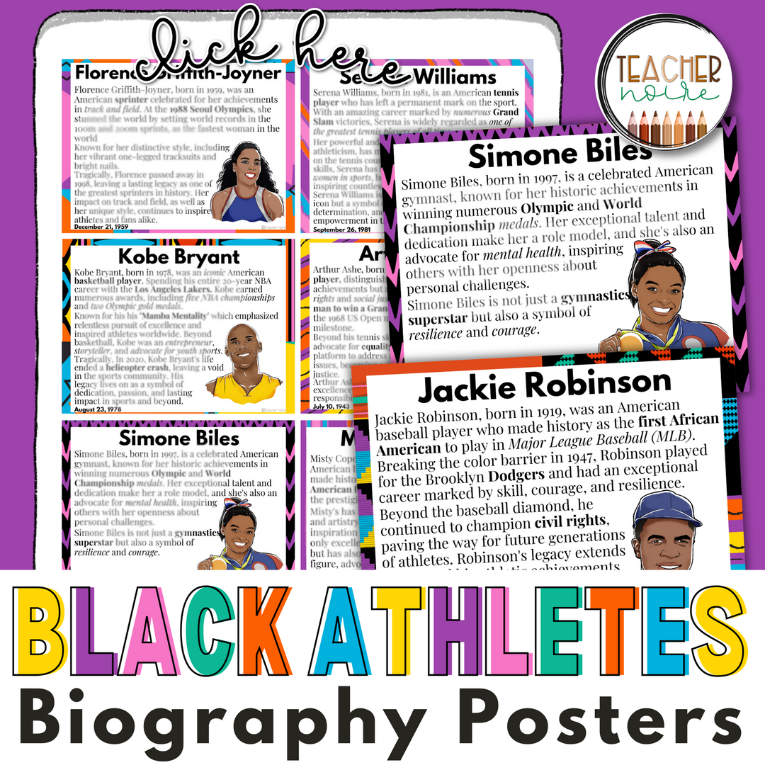 Famous Black Athletes Short Bio Posters – Teacher Noire