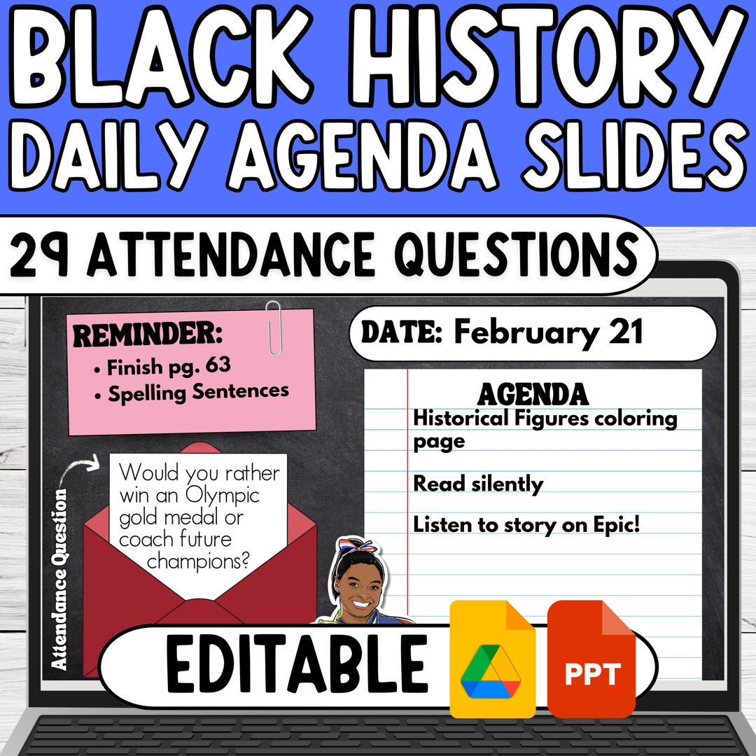 Black History Month Daily Agenda Attendance Questions – Teacher Noire
