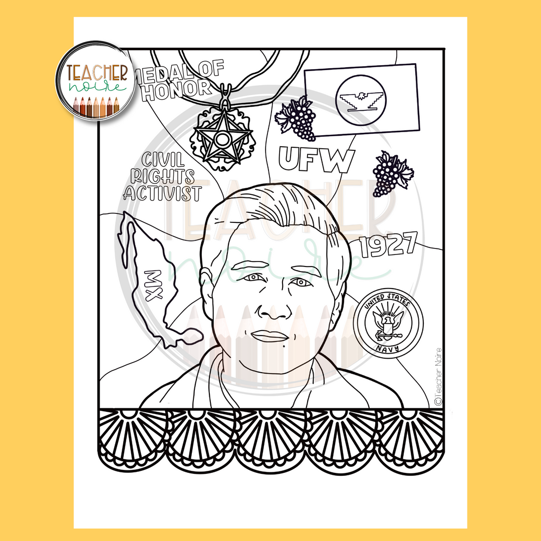 Cesar Chavez Coloring Page – Teacher Noire