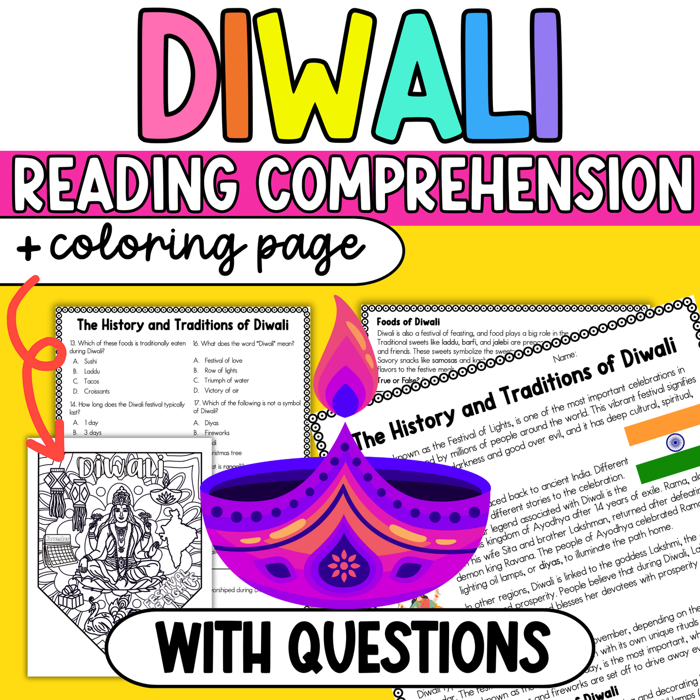 Diwali Reading Comprehension – Teacher Noire