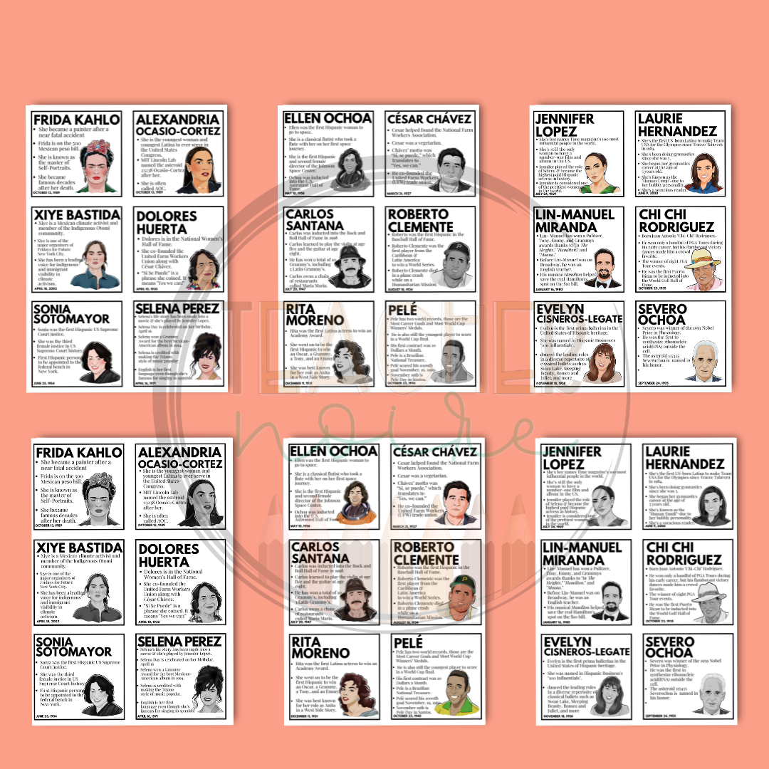 Hispanic Heritage Month Calendar Cards – Teacher Noire