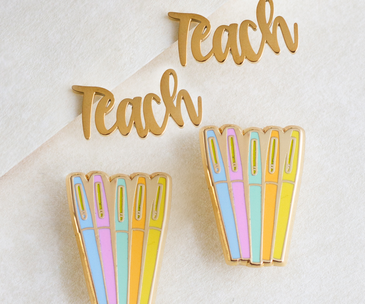 TEACH Gold Stud Earrings- Teacher Earrings – Teacher Noire