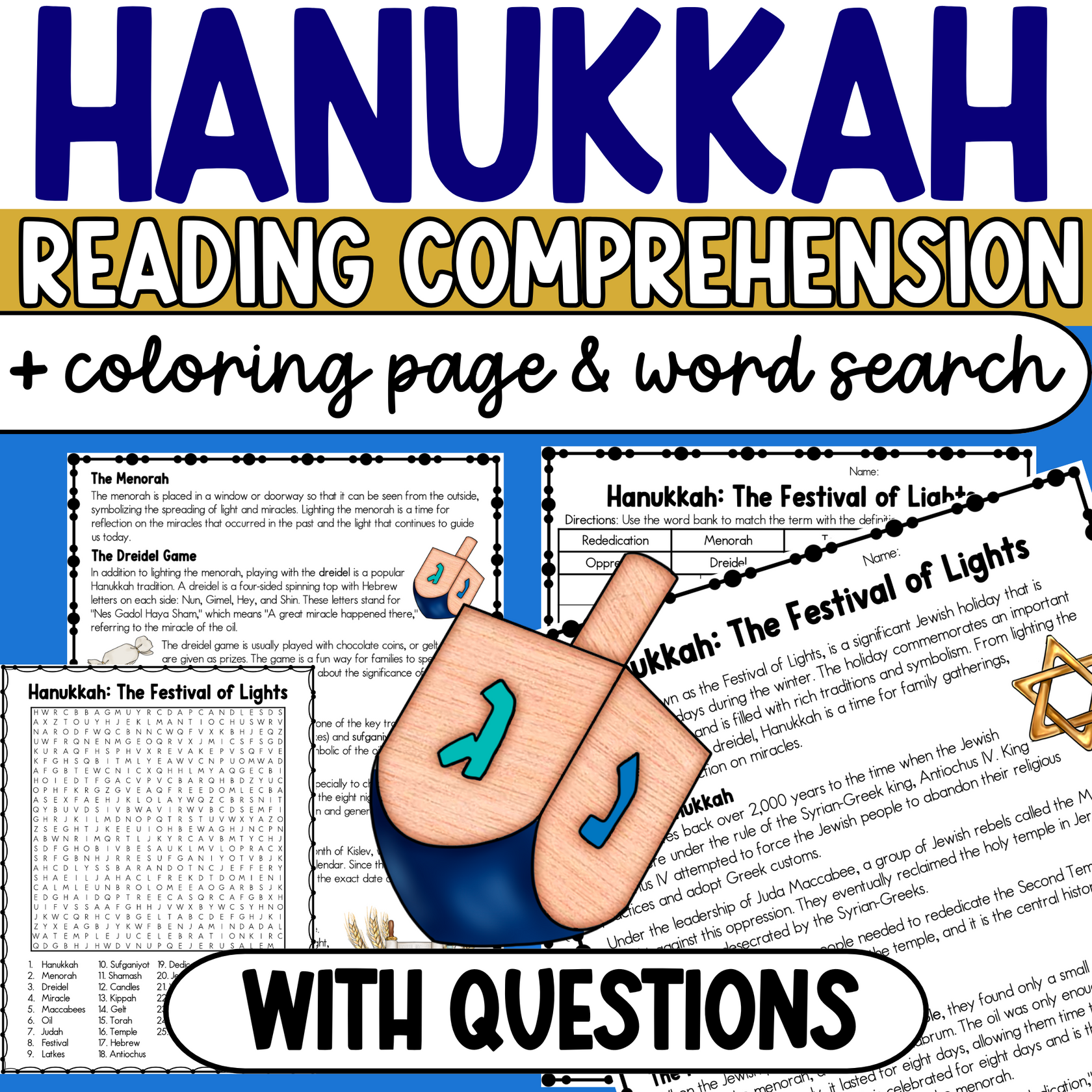Hanukkah Reading Comprehension – Teacher Noire