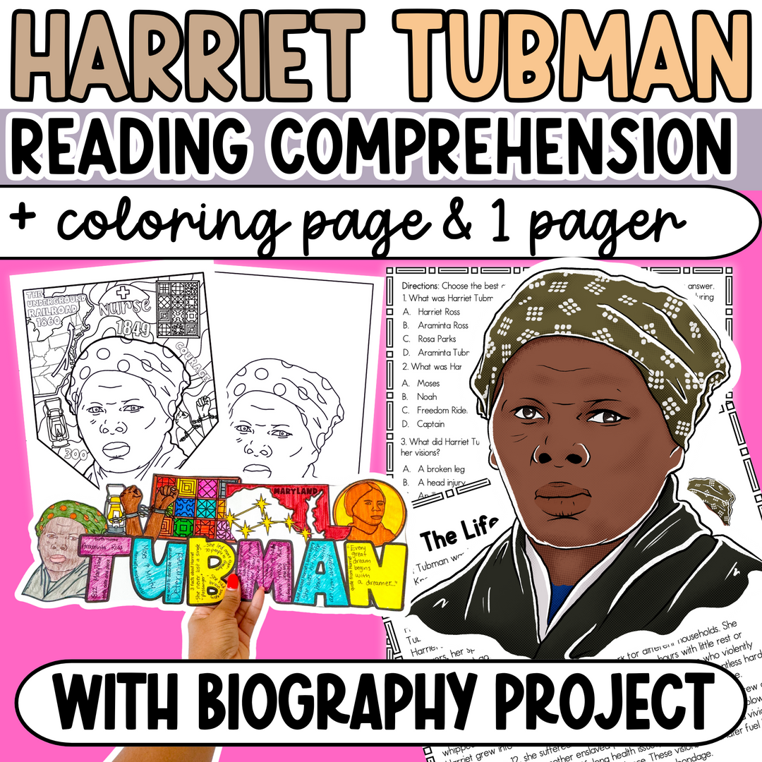 Harriet Tubman Reading Passage Activities – Teacher Noire