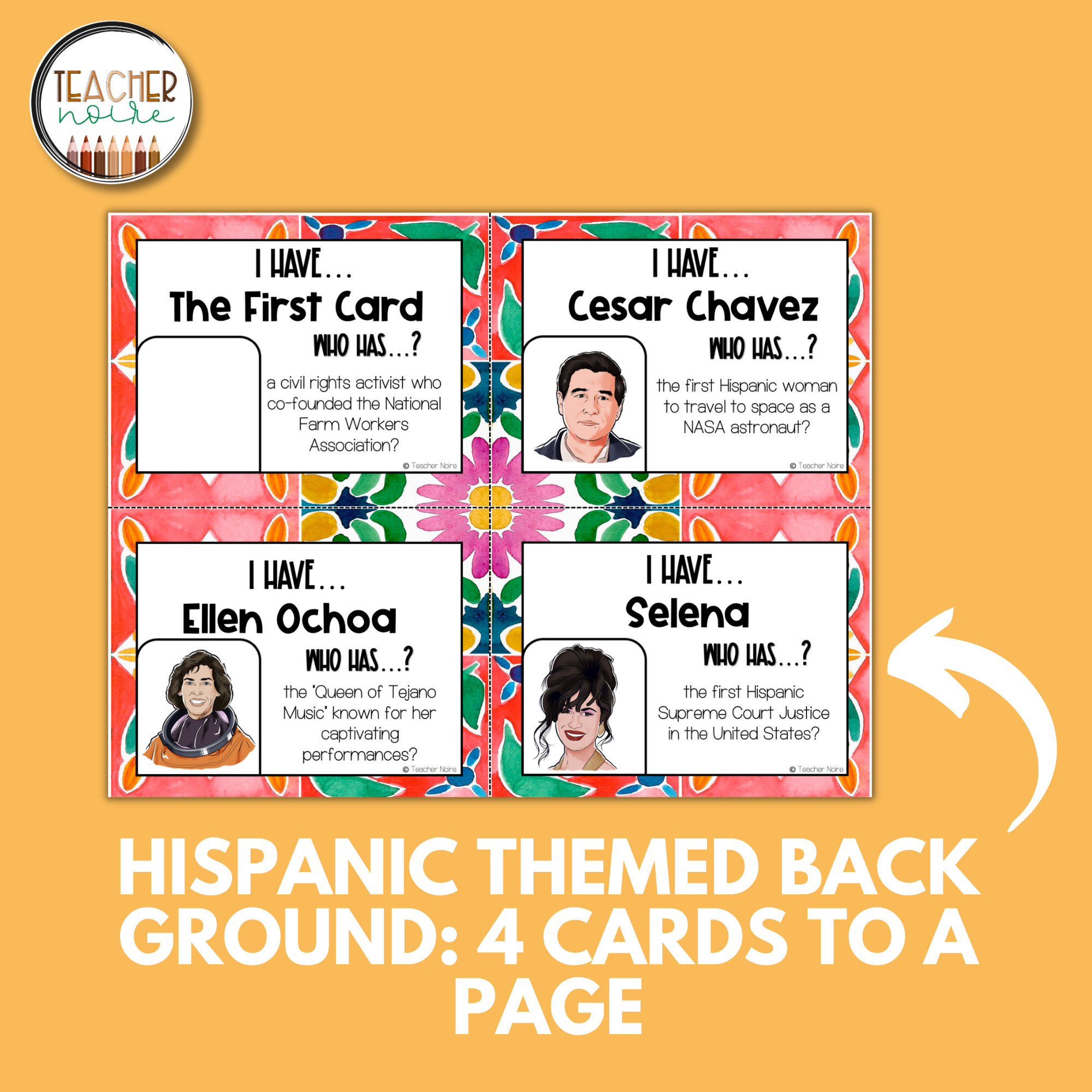 Hispanic Heritage Month Game- I Have, Who Has – Teacher Noire