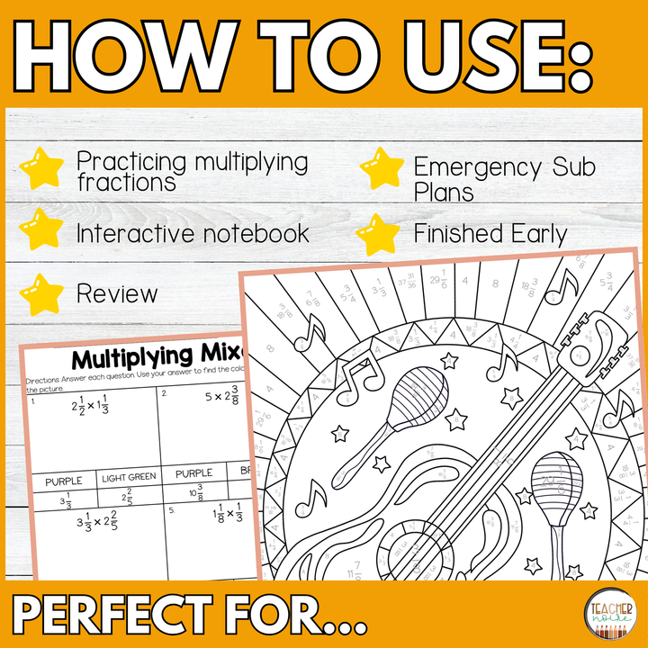 Multiplying Mixed Numbers Color By Number – Teacher Noire