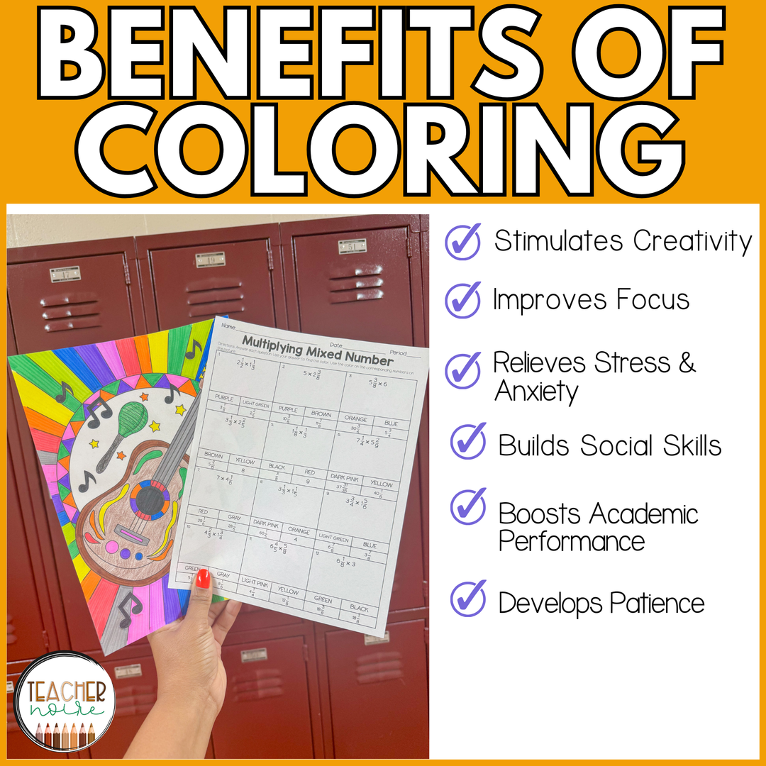 Multiplying Mixed Numbers Color By Number – Teacher Noire