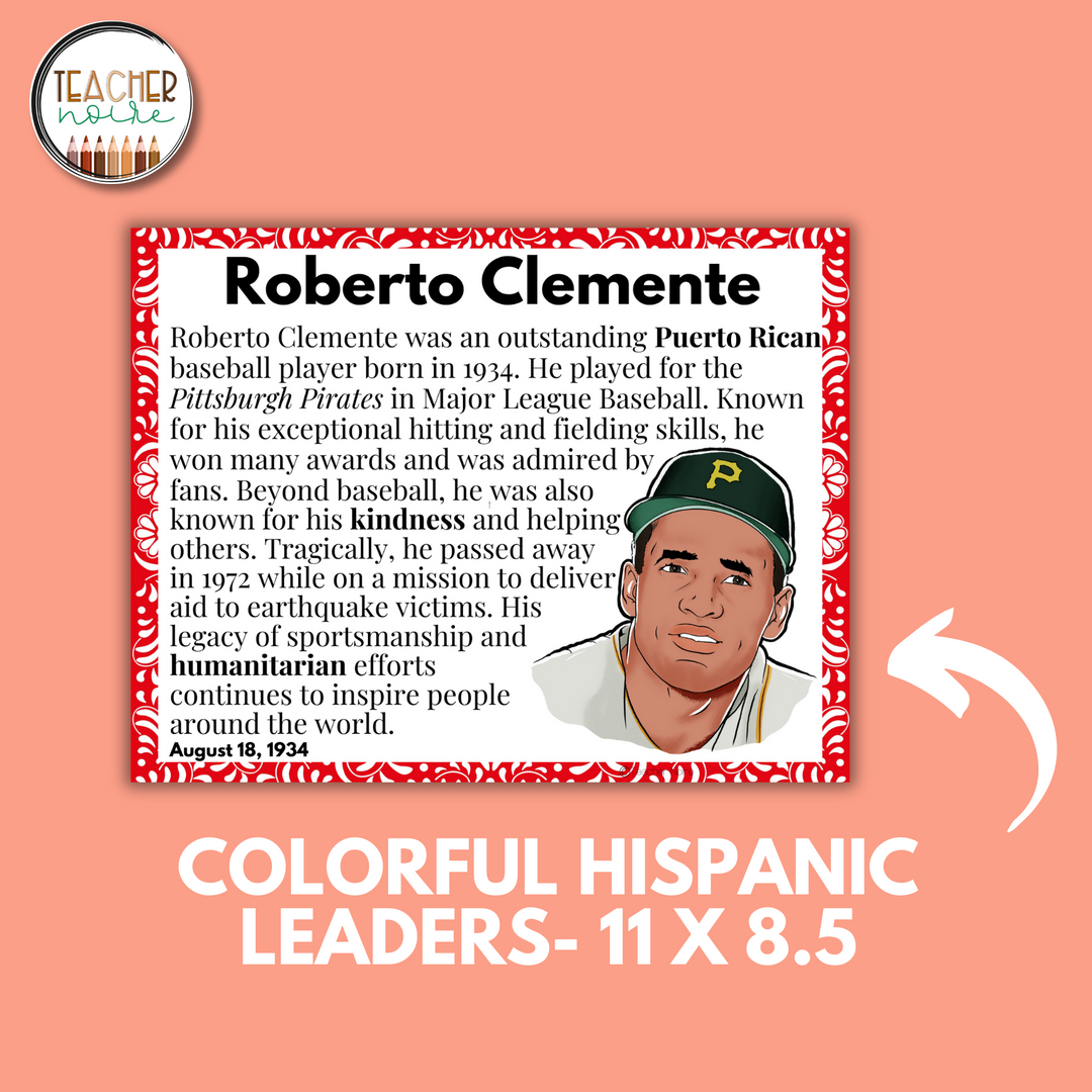 Hispanic Heritage Bulletin Board Biographies Posters – Teacher Noire