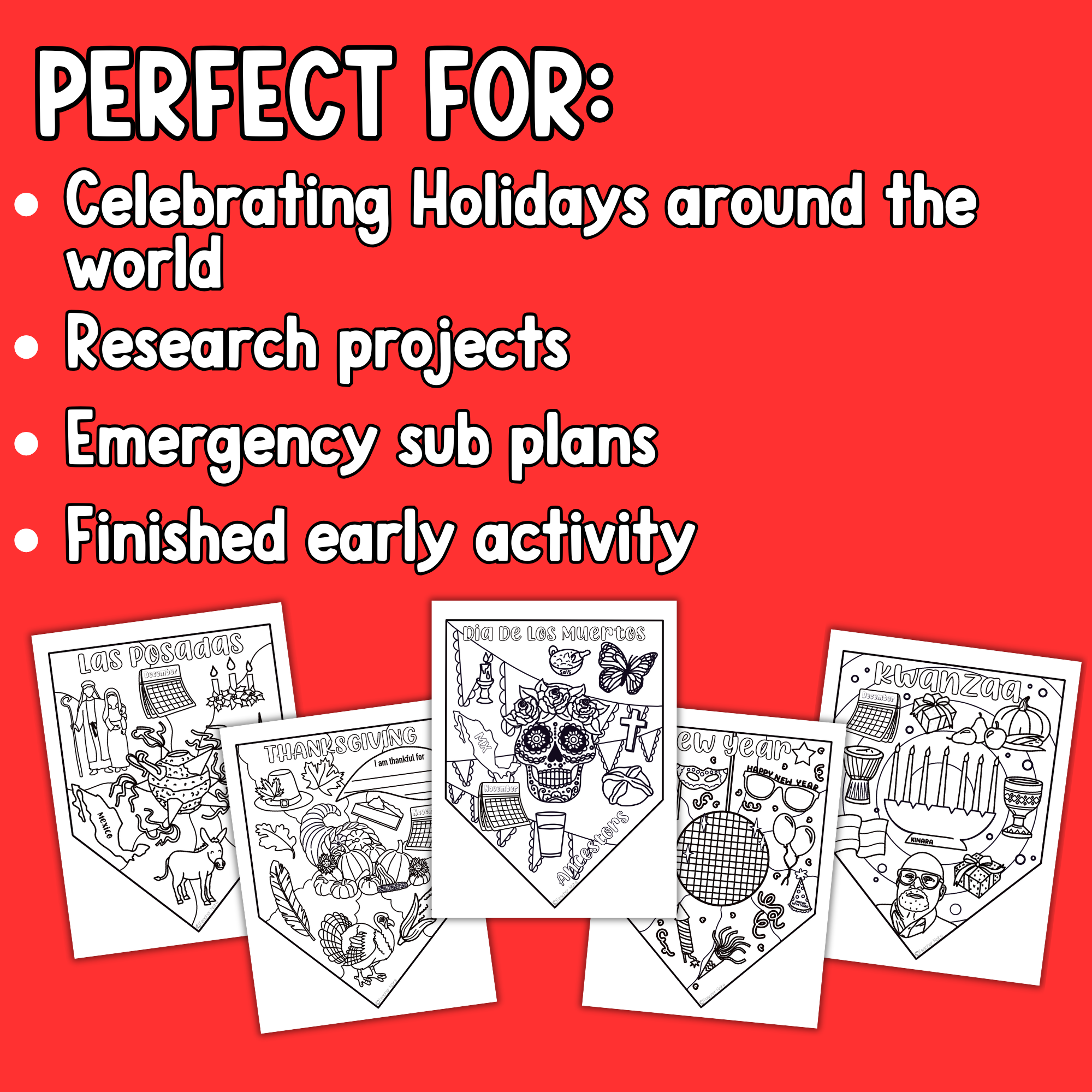 Holidays Around the World Coloring Pages – Teacher Noire