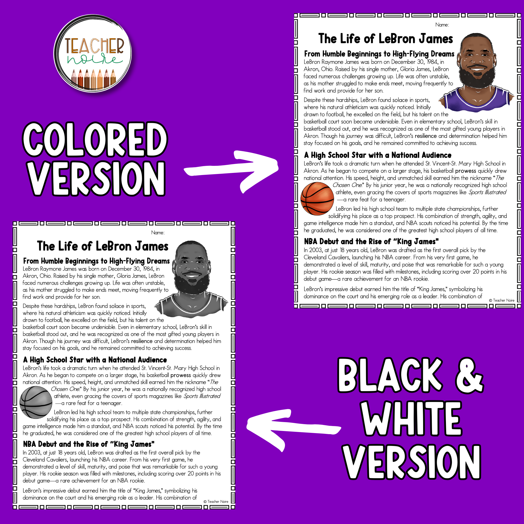 LeBron James Reading Comprehension Project – Teacher Noire LeBron James Reading Comprehension Project – Teacher Noire
