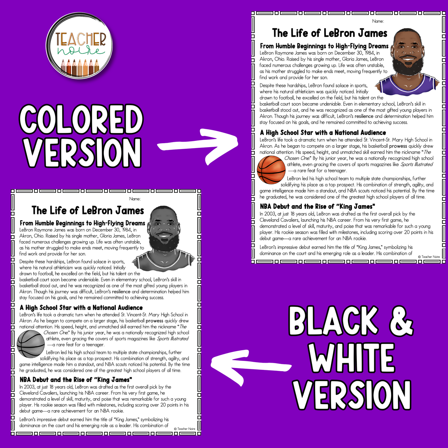 LeBron James Reading Comprehension Project – Teacher Noire