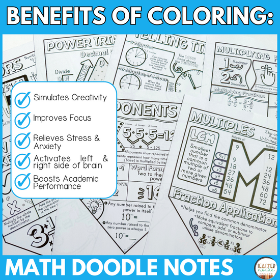 5th and 6th Grade Interactive Notebook Math Doodle Notes – Teacher Noire
