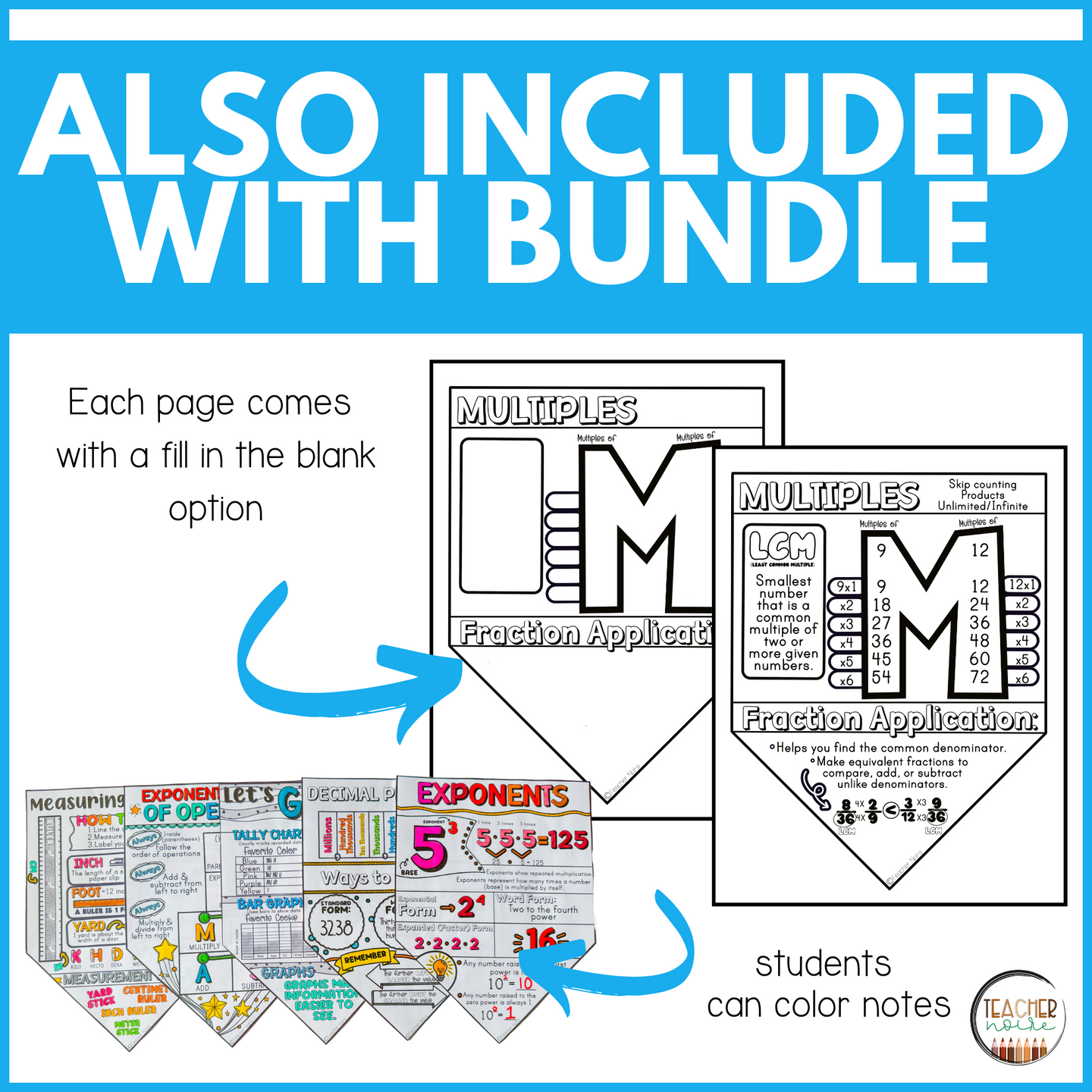 5th and 6th Grade Interactive Notebook Math Doodle Notes – Teacher Noire