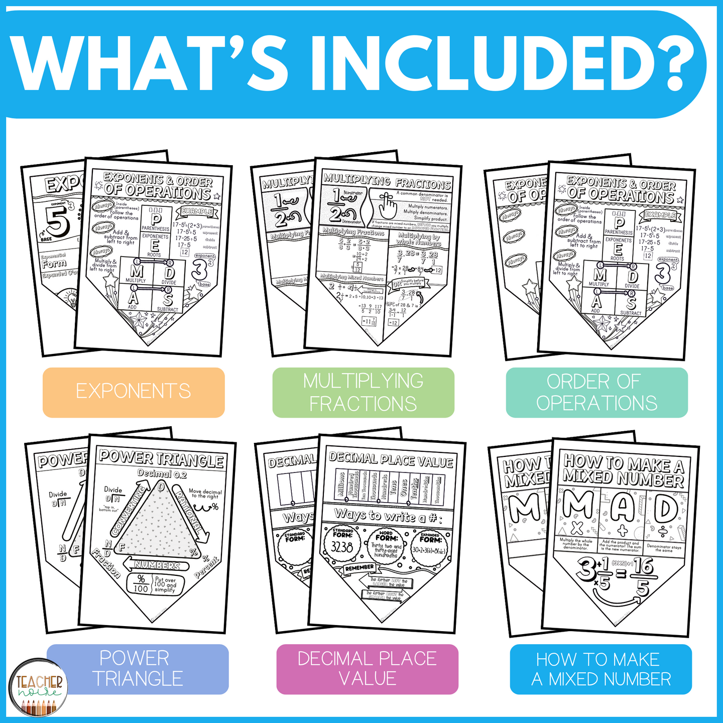 5th and 6th Grade Interactive Notebook Math Doodle Notes – Teacher Noire