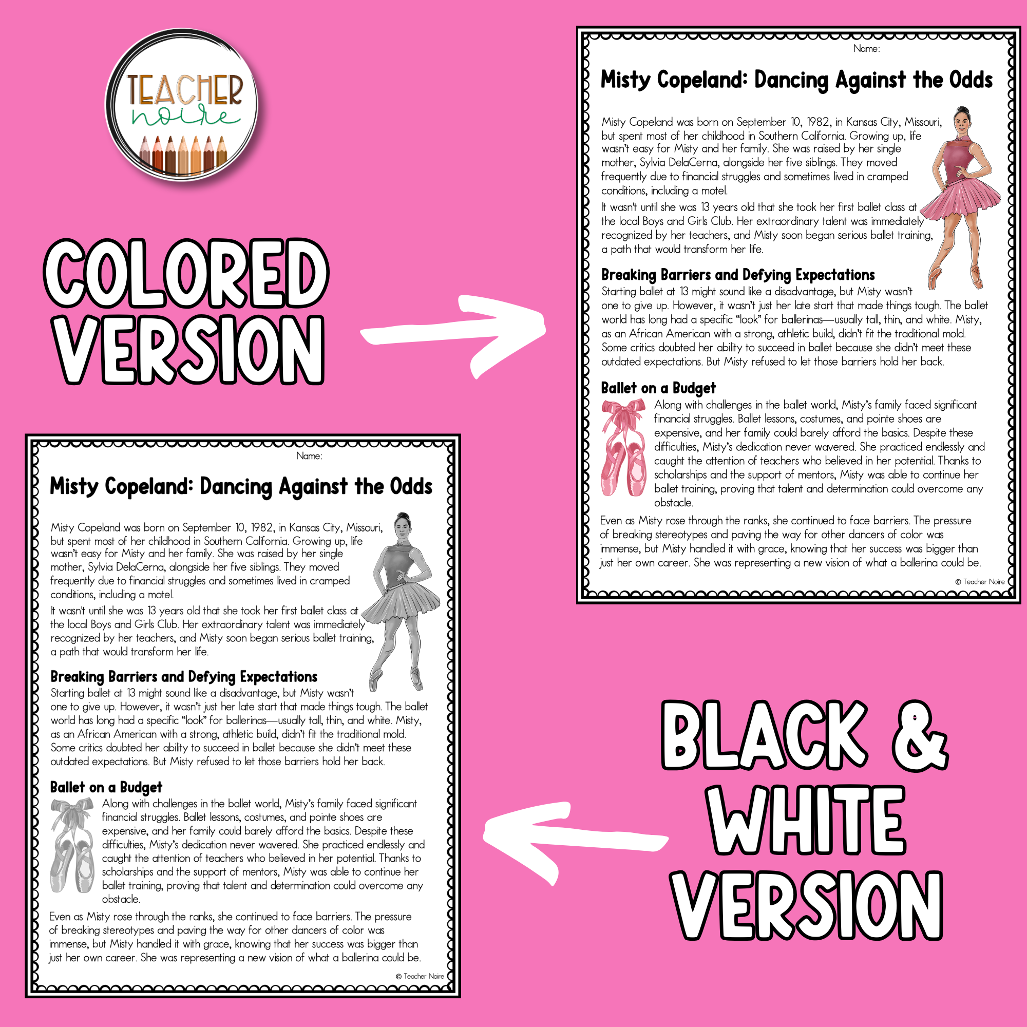 Misty Copeland Reading Comprehension – Teacher Noire