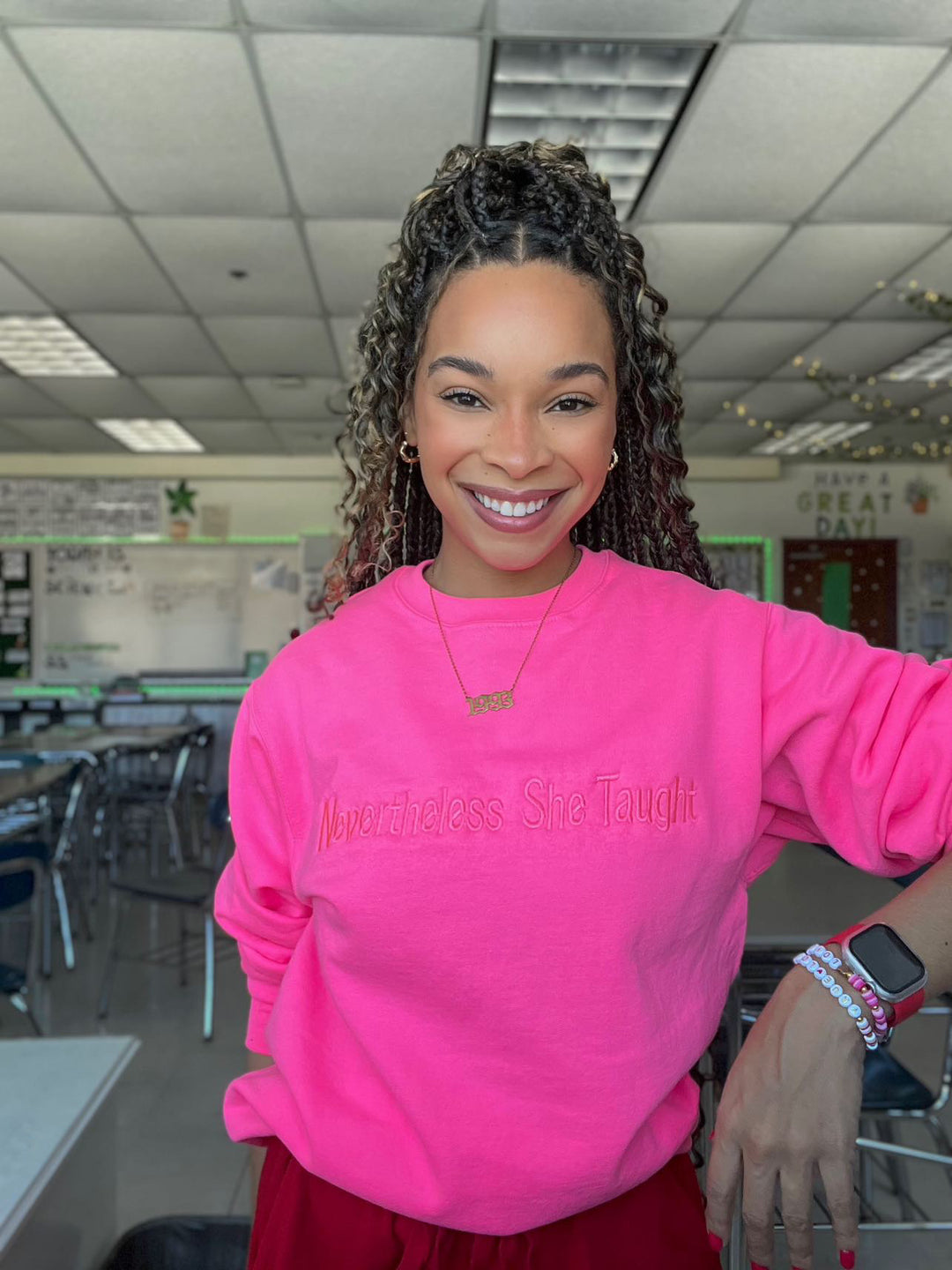 Embroidered Teacher Sweater – Teacher Noire