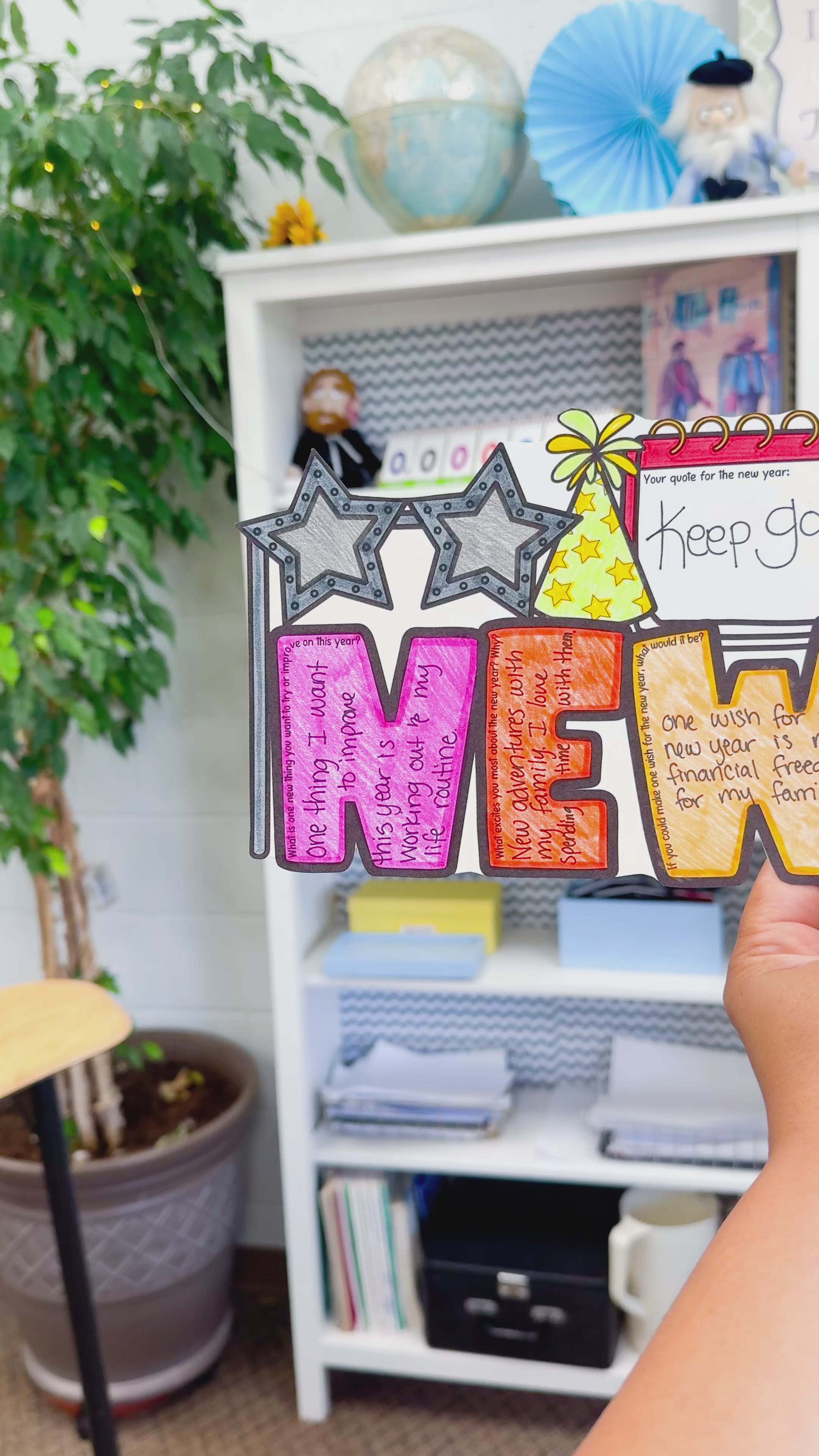 New Year Goals 2025 Bulletin Board Craftivity – Teacher Noire