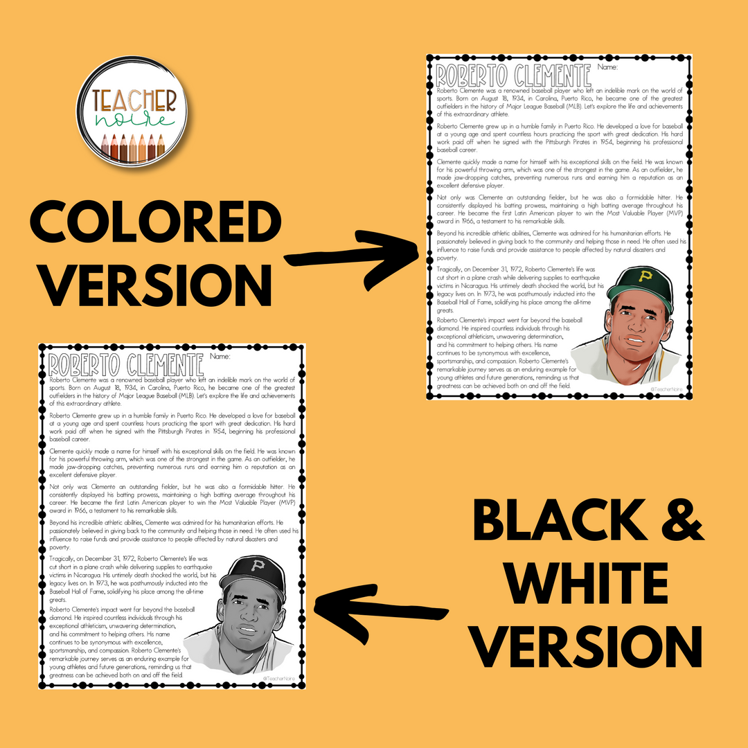 Roberto Clemente Reading Passage – Teacher Noire
