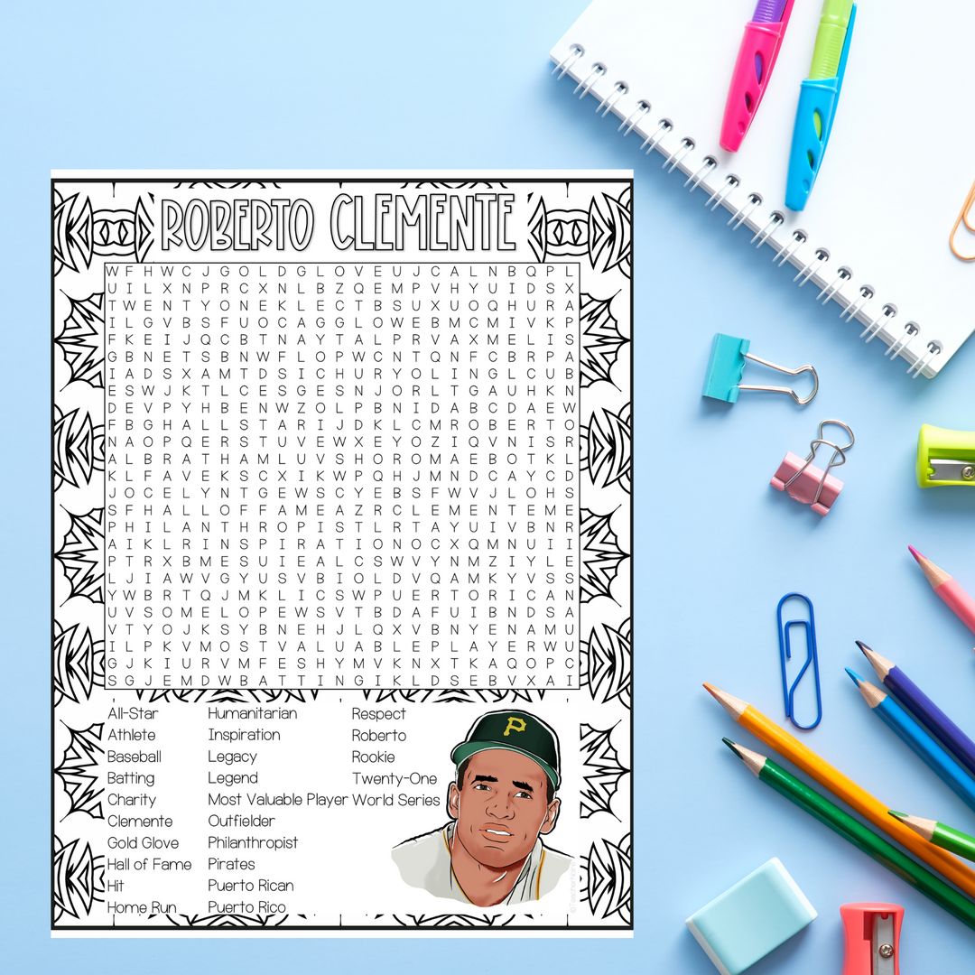 Roberto Clemente Word Search – Teacher Noire