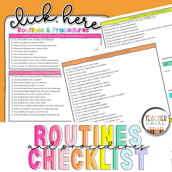 Routines and Procedures Classroom Checklist – Teacher Noire