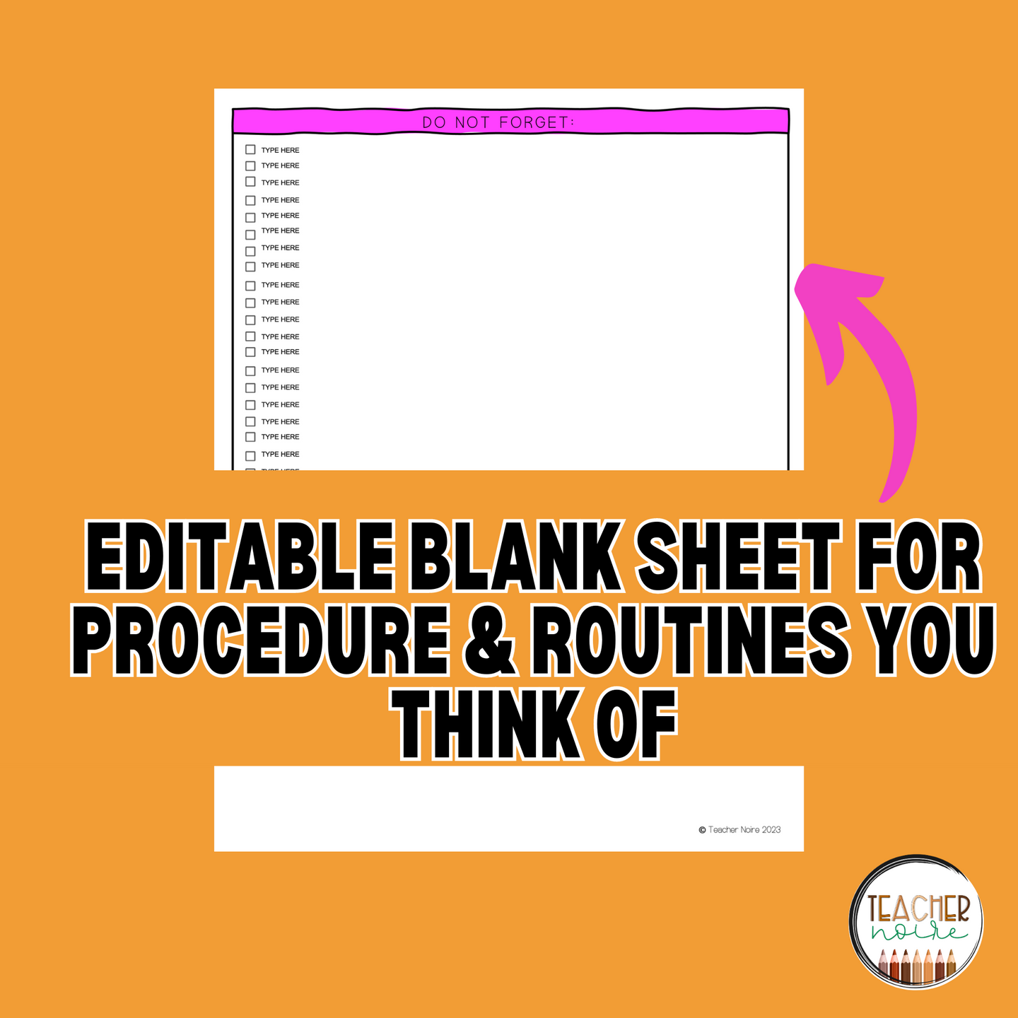 Routines and Procedures Classroom Checklist – Teacher Noire