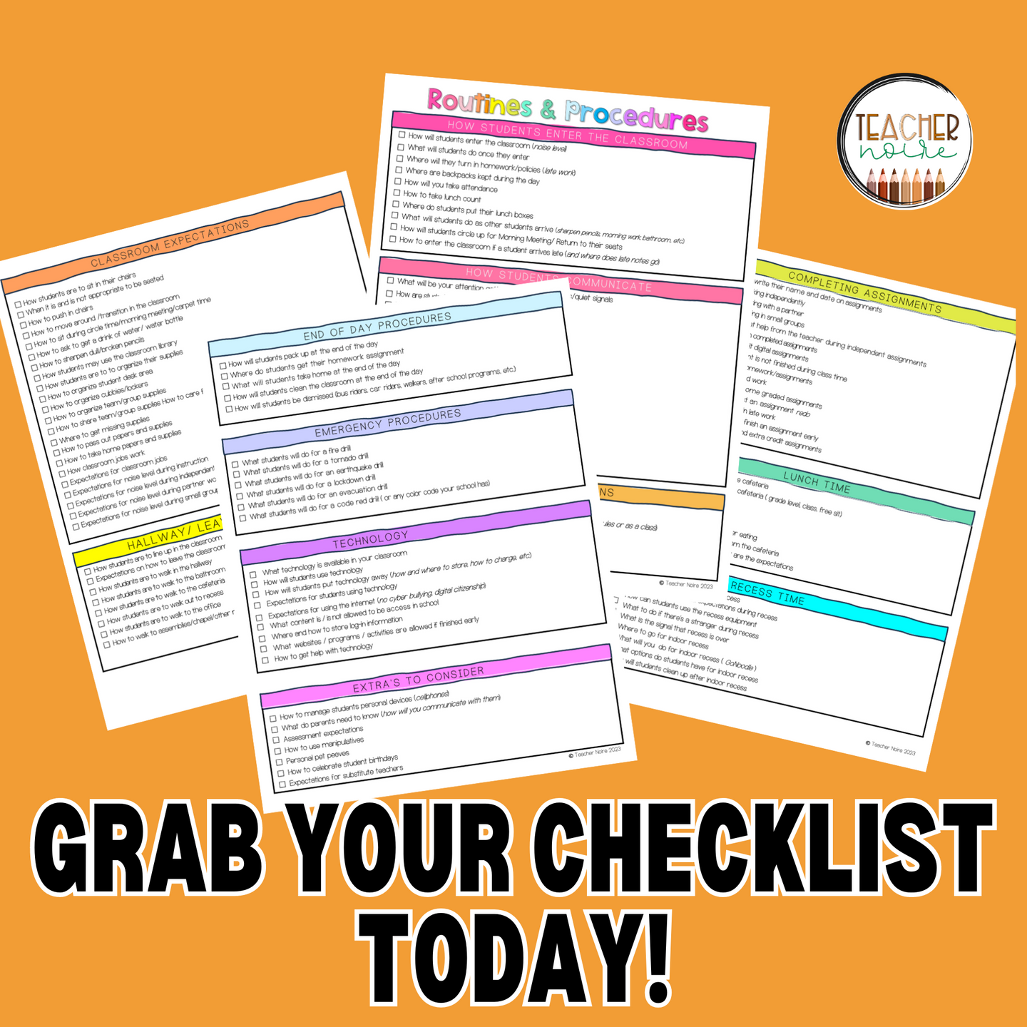 Routines and Procedures Classroom Checklist – Teacher Noire