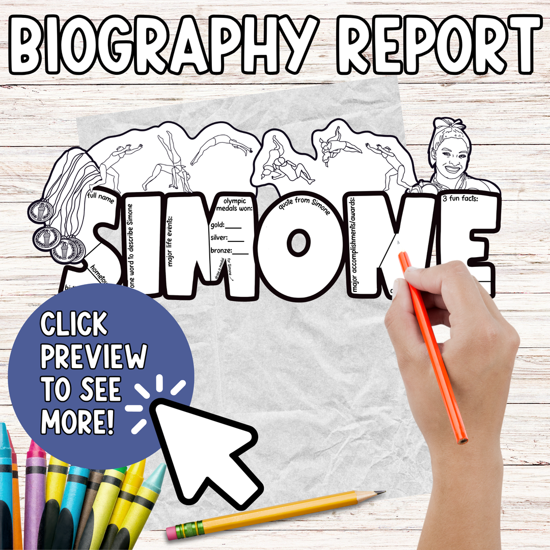 Simone Biles Research Craftivity Project – Teacher Noire