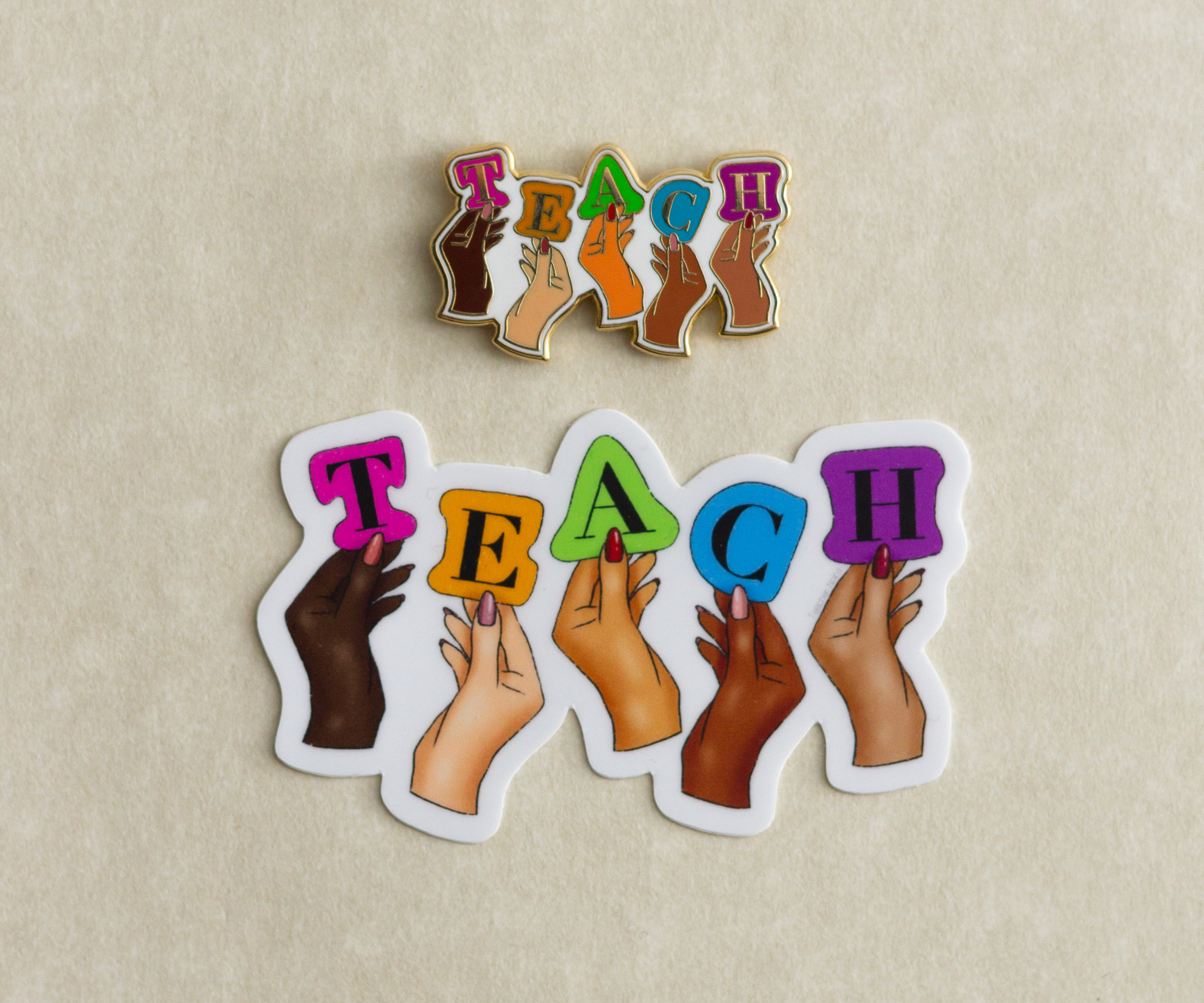 Teacher Enamel Pin-Teach + Diversity Enamel Pin – Teacher Noire