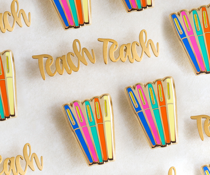 TEACH Gold Stud Earrings- Teacher Earrings – Teacher Noire