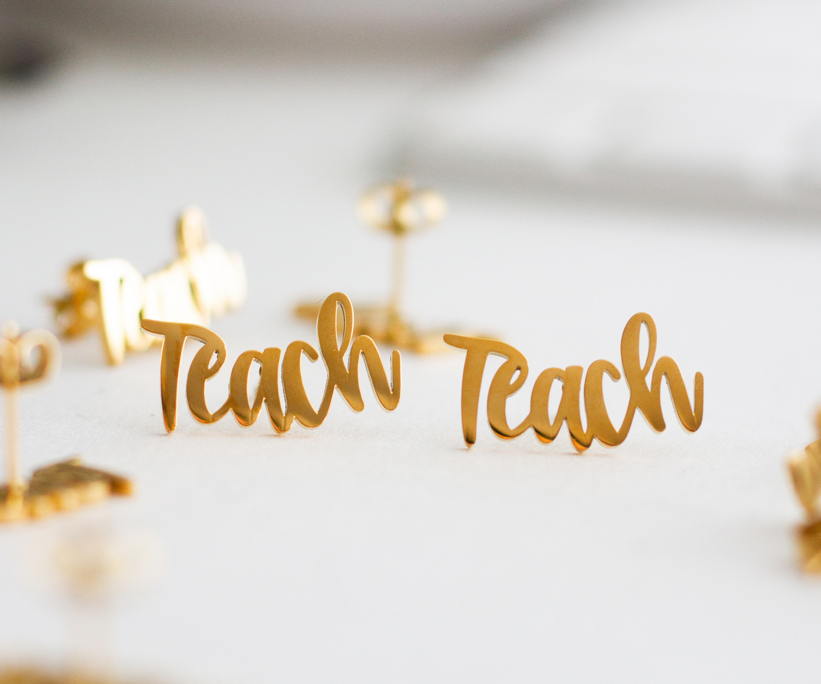TEACH Gold Stud Earrings- Teacher Earrings – Teacher Noire