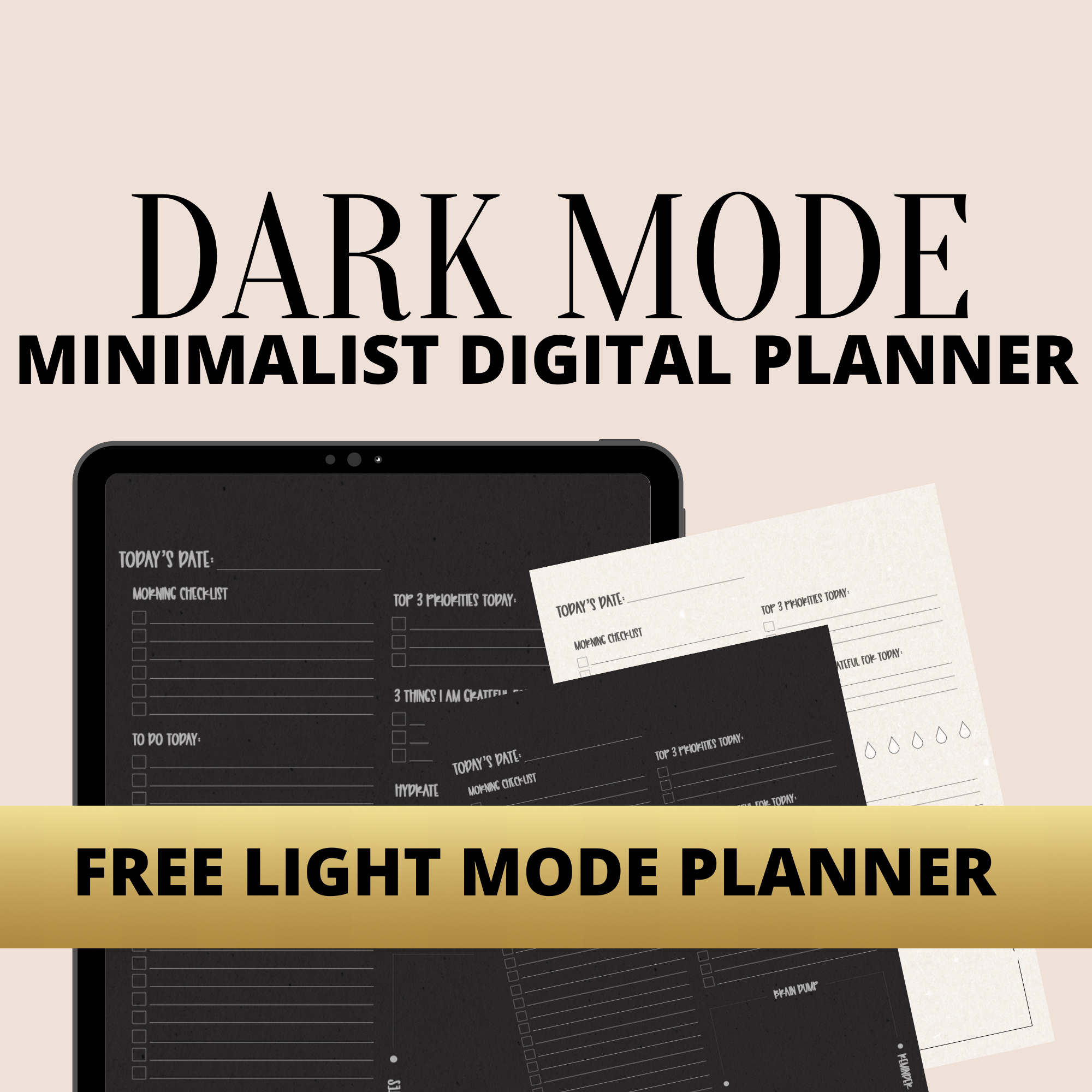 Daily Planner | Dark mode daily planner for iPad- goodnotes and noteab ...