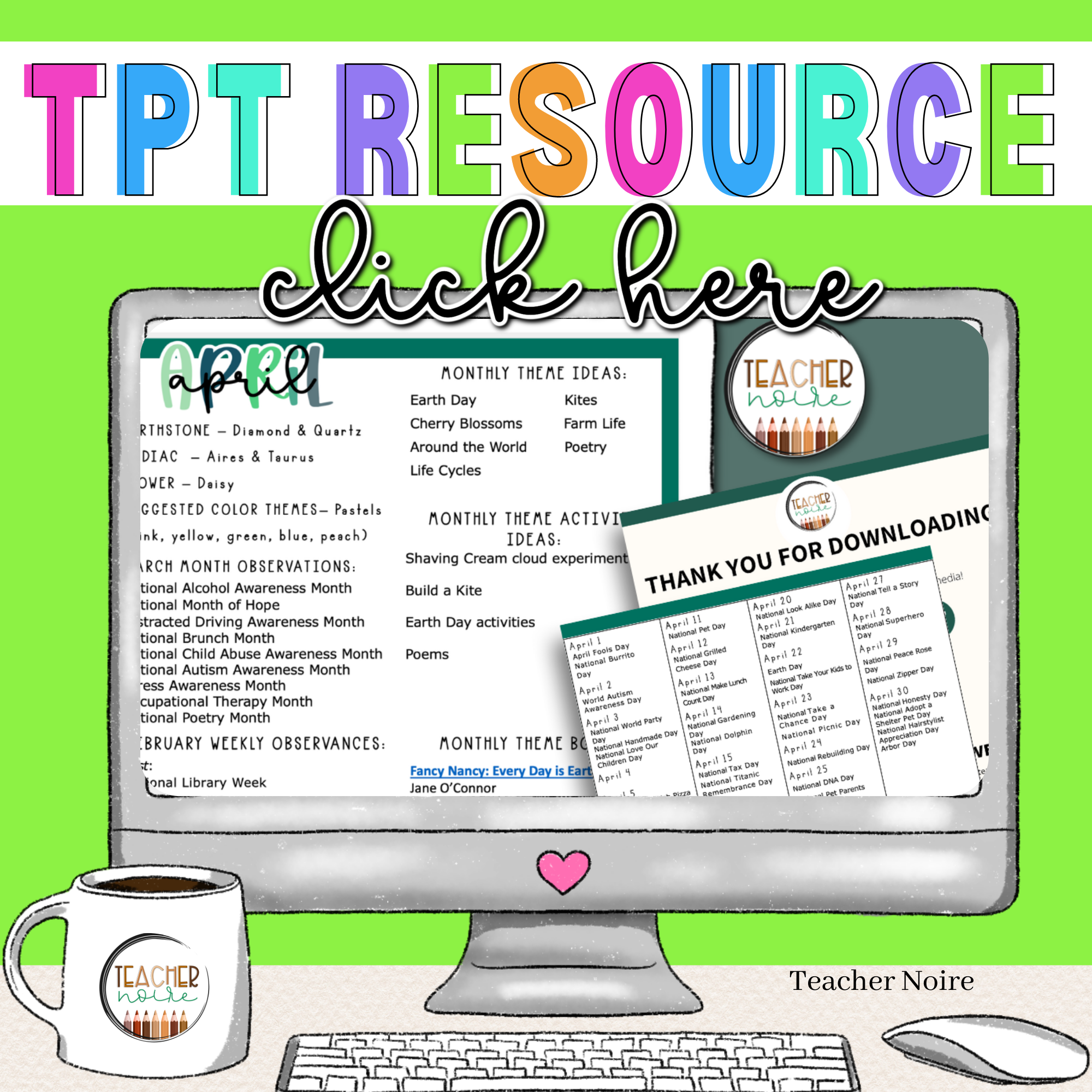 TPT Resource Product Mockup Computer | Canva Editable for Social Media ...