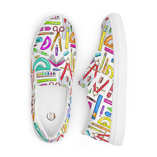 Back to School Custom Teacher Shoes, Teacher Themed Shoes – Teacher Noire