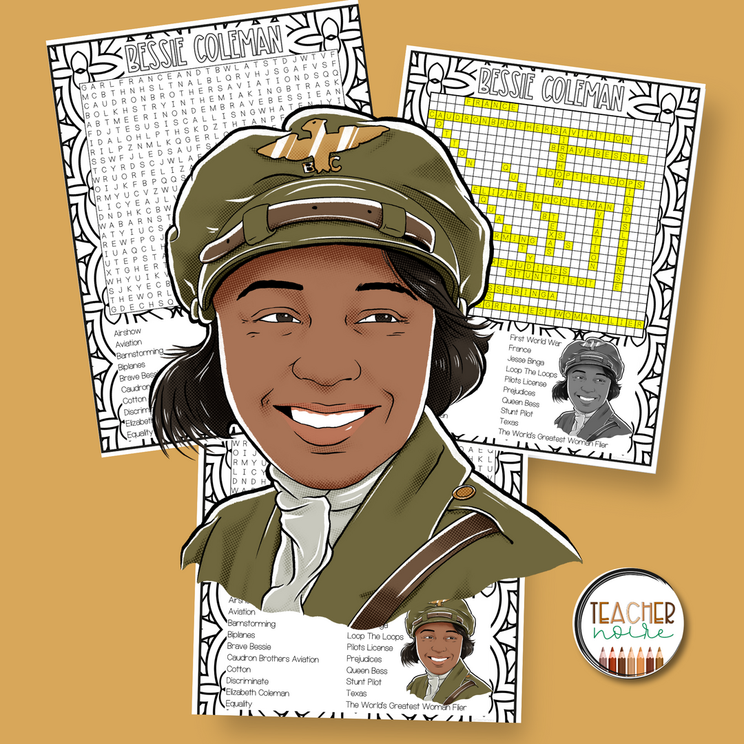 Bessie Coleman Word Search – Teacher Noire
