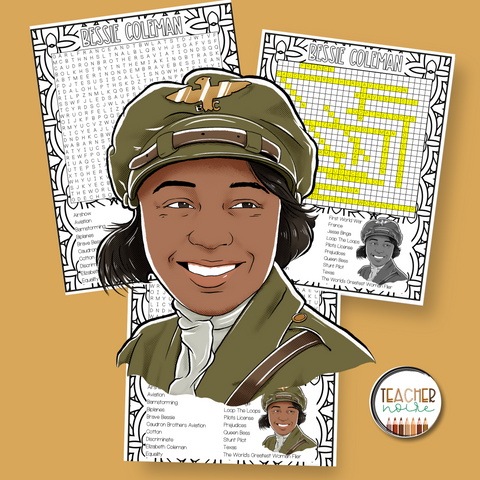 Bessie Coleman Word Search – Teacher Noire