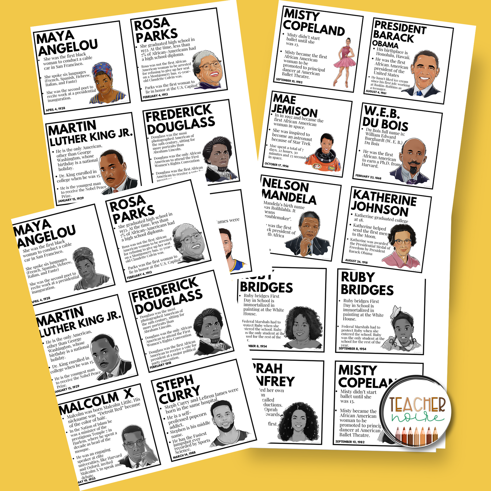 Black History Month Calendar Pocket Chart Cards – Teacher Noire