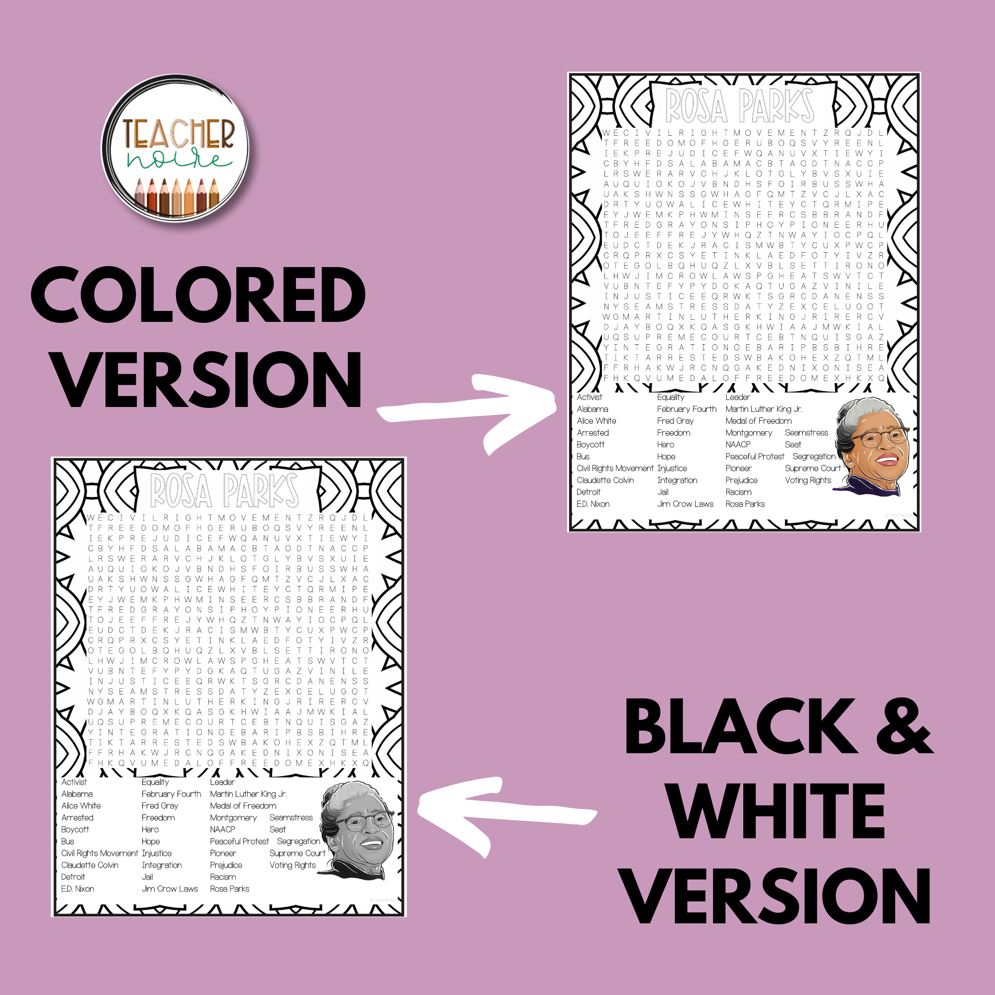 Black History Month Word Search | Black Historical Figure Rosa Parks ...
