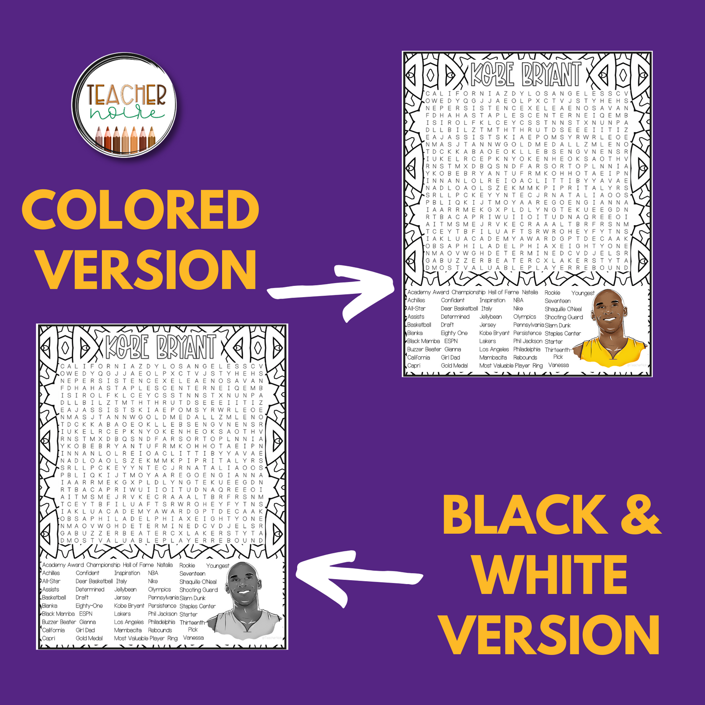 Kobe Bryant Word Search – Teacher Noire
