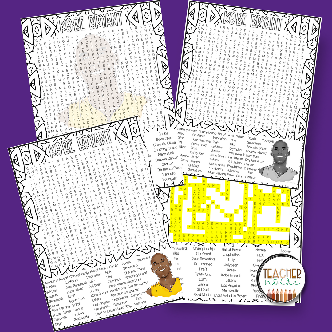 Kobe Bryant Word Search – Teacher Noire