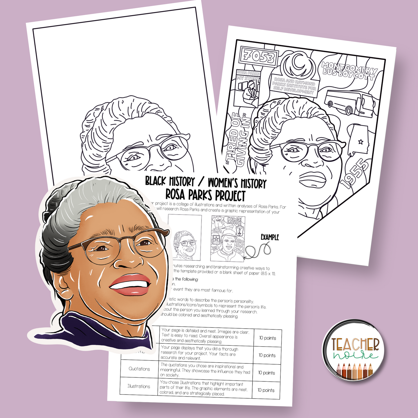 Rosa Parks One Pager Project – Teacher Noire