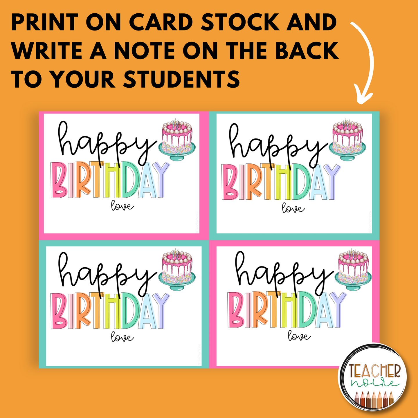 Student Birthday Cards [digital download] – Teacher Noire